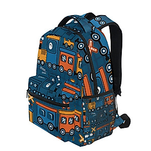 Krafig Colorful Funny Cartoon Steam Train Boys Girls Kids School Backpacks Bookbag, Elementary School Bag Travel Backpack Daypack
