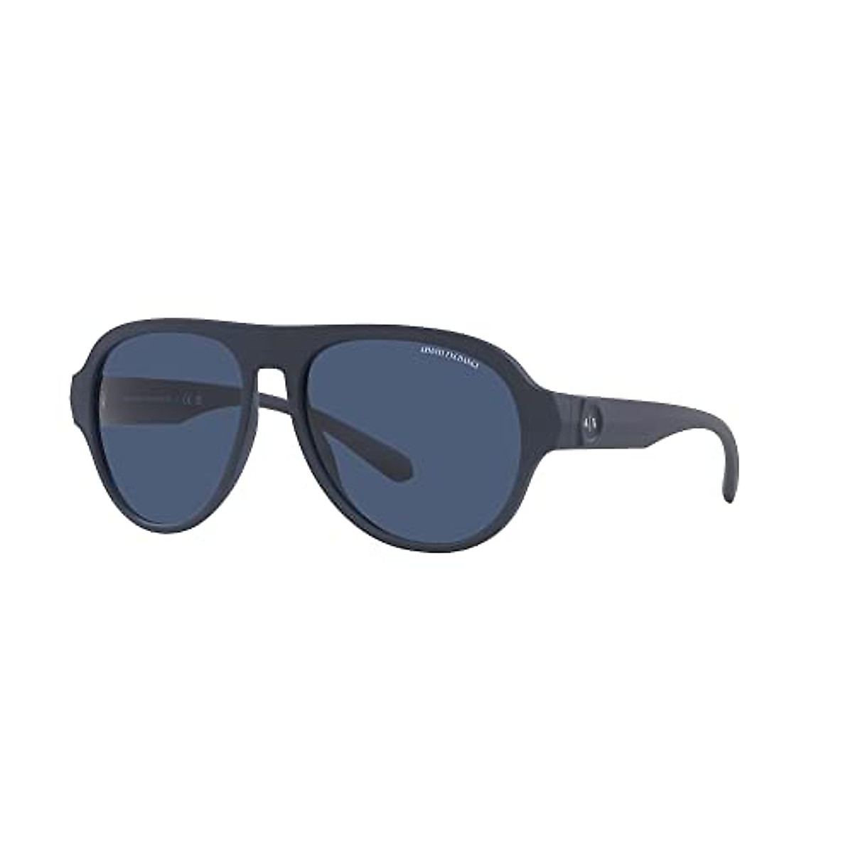 A|X ARMANI EXCHANGE Men's AX4126SU Universal Fit Aviator Sunglasses, Matte Blue/Dark Blue, 58 mm