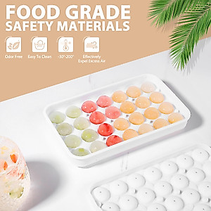 Ice Cube Tray, Silicone Apple Ice Ball Trays Maker, White Small Round Ice Mold for Cocktail, Juice, Whiskey, Freezer, Keep Drink Chille - Easy Release, ROHS and FDA (2 Ice Trays&1 Ice Box&1 Ice Scoop)