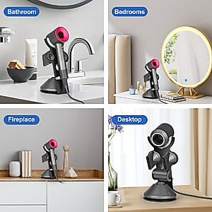 YCHF Supersonic Hair Dryer Holder for Dyson,Blow Dryer Holder,Hair Dryer Holder for Dyson SupersonicAluminum Alloy Bracket, Bathroom Organizer,Size: 27.5cm x14cm x 16.4cm (Black)