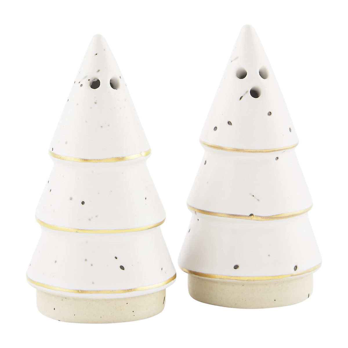 Mud Pie Stoneware Tree Salt and Pepper Set, Gold, 3 1/4" x 4" dia