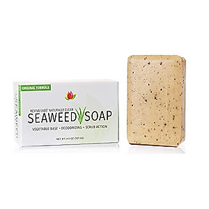 Reviva Seaweed Soap - 6 Pack - Organic Seaweed Face Scrub and Exfoliating Body Scrub Soap Bar - 4.5 oz. Vegetable Base Natural Bar Soap and Seaweed Bath Detox Soap Made in the USA