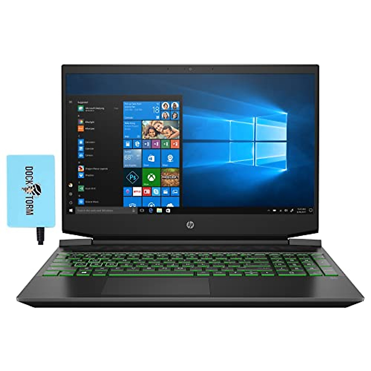 HP Pavilion 15z 15.6" 144Hz FHD IPS Gaming Laptop (AMD Ryzen 5 5600H 6-Core, 8GB RAM, 500GB HDD, GTX 1650 4GB, Green Backlit KYB, WiFi 6, BT 5.2, RJ-45, Win 11 Pro) w/Hub
