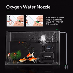 VIVOSUN 130GPH Submersible Pump(500L/H, 6W), Ultra Quiet Water Pump with 2.6ft High Lift, Fountain Water Pump with 5ft Power Cord, 2 Nozzles for Fish Tank, Pond, Aquarium, Statuary, Hydroponics