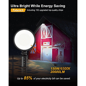 toberich LED Barn Light, 150W 20000LM Yard Area Lights Dusk to Dawn Outdoor Lighting with Photocell 6500K Adjustable Angle Daylight IP66 Waterproof Street Lights for Security/Farmhouse/Garage