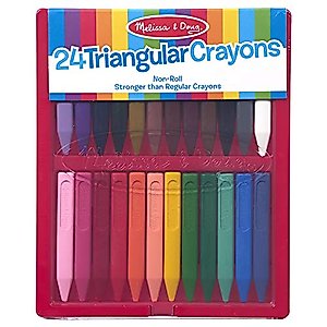 Melissa & Doug Triangular Crayons - 24-Pack in Flip-Top Case, Non-Roll