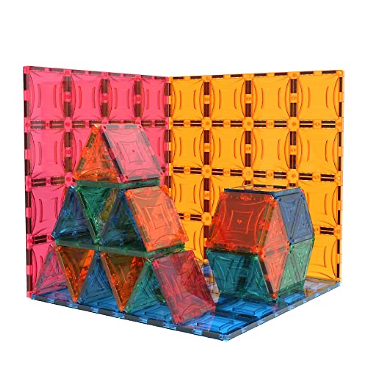 Mag-Genius Magnet Tiles Super Big Magnet Toy Building Toy Board Size of 16 Magnet Tiles 3 Stabilizer 12" X 12" Magnet Plates Compaible with Any Other Brand