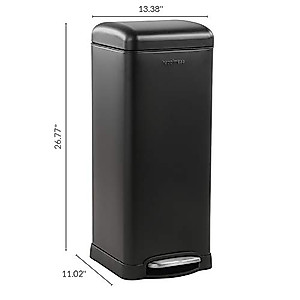 happimess HPM1007B Betty Retro 8-Gallon Step-Open Trash Can with Soft-Close Lid, Fingerprint Resistant, Modern, Minimalistic for Home, Kitchen, Laundry Room, Office, Bedroom, Bathroom, Black