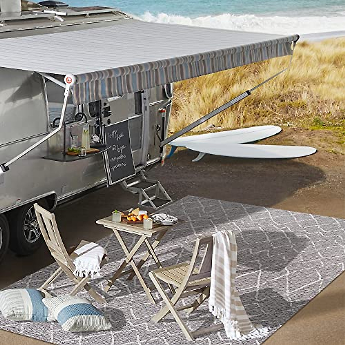 JONATHAN Y SMB114A-3 Madaba Moroccan Trellis Indoor Outdoor Area Rug Bohemian Coastal Easy Cleaning Bedroom Kitchen Backyard Patio Non Shedding, 3 X 5, Black/Cream, Gray/Cream