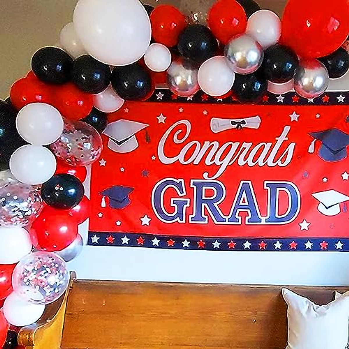 Red White Balloon Garland Arch, 12inch 10inch Red and White Balloons Red Black Balloons Confetti Balloons for Birthday Wedding Graduation Bridal Shower Retirement Party Decorations