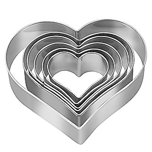 Heart Cookie Cutter Set - 6 Piece - 3 4/5", 3 1/5", 2 4/5", 2 3/5", 2 1/5", 1 4/5" - Heart Shaped Cookie Cutters, Stainless Steel Biscuit Pastry Cutters