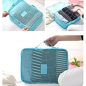 King&Pig 6pcs Travel Organizer Pouches Waterproof Luggage Clothing Finishing Bag (navy blue)