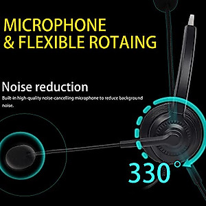 Wired Computer Headset, Lightweight Office On-Ear Headphones with Microphone, 3.5mm Jack Call Center Headset with Stereo Sound, Comfort-fit Earpad for Classes, Skype, Webinar