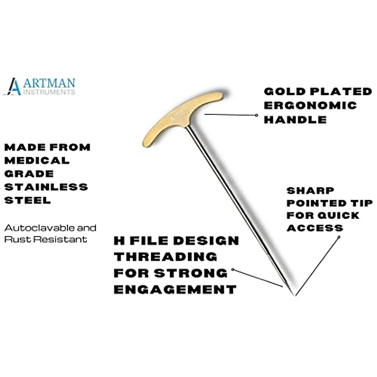 Dental Root Extraction Screw Elevator Ergonomic Handle Artman Brand