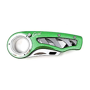 Excel Blades Revo Folding Pocket Utility Knife - Aluminum Body Heavy Duty Box Cutter with Holster, Anti-Slip Finger Loop Design Grip, Quick Change Blades and 3 Lock Positions Design, Green