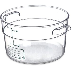 Carlisle FoodService Products Storplus Round Food Storage Container with Stackable Design for Catering, Buffets, Restaurants, Polycarbonate (Pc), 2 Quart, Clear, (Pack of 12)