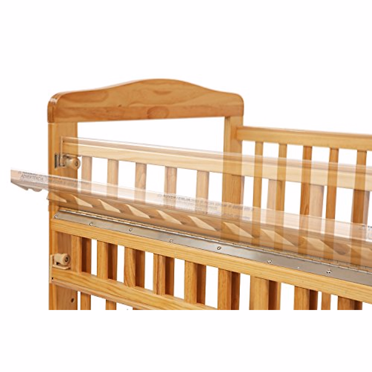 LA Baby Compact Non-Folding Wooden Window Crib with Safety Gate, Natural