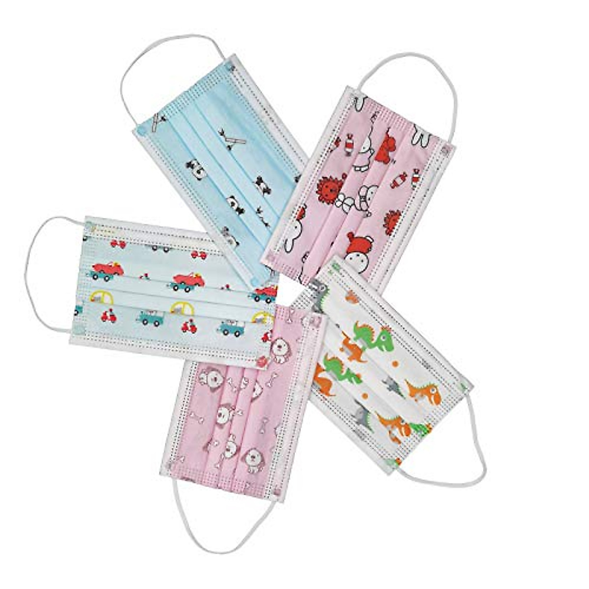 Kids Disposable Face Mask,50 Count 3 Ply Cartoon Face Masks for Children Adorable Print Masks for Boy and Girl,Individually Wrapped