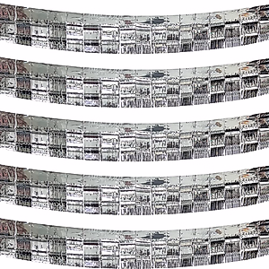 CareCheer 5 Pack 10 Feet Foil Fringe Garland Shiny Metallic Wall Hanging Drapes Tassel Skirting Decorations Supplies for Parade Float Trailer Mardi Gras Party Birthday Wedding (Silver)