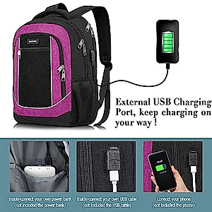 Travel Laptop Backpack for Men and Women, Backpack for School Teen Boys and Girls, Student Bookbag 15.6 inch Laptop Compartment with USB Charging Port and Anti theft Poket, Black