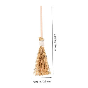HOLIDYOYO 12pcs Halloween Broom Miniature Dollhouse Broom Home Decoration Plush Witch Hand Broom Mesh Halloween Hanging Ornaments Party Parties Handle Brooms Broom Yellow Miscanthus