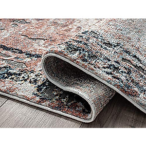 Abani 4' x 6' Contemporary Warm Rust Abstract Farmhouse Rug Rugs Modern Non-Shed Multicolor Distressed Living Room Rug