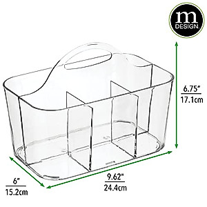 mDesign Small Plastic Nursery Storage Caddy Tote - Divided Bin with Handle for Baby/Kids - Hold Bottles, Spoons, Bibs, Pacifiers, Diapers, Wipes, Baby Lotion - Lumiere Collection - Clear