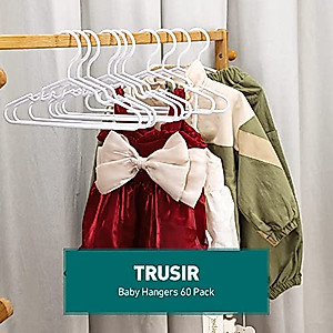 trusir Kids Hangers 60 Pack - 11. 5 Inch White Hangers for Closet - Toddler Hangers for Clost & Child Clothes for Clost - Ideal for Baby Standard Use (White)