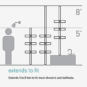 simplehuman 8' Tension Pole Shower Caddy, Stainless Steel and Anodized Aluminum