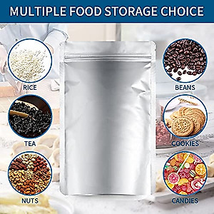 Mylar Bags for Long Term Food Storage 50 Pack 1 Gallon Extra Thick 9.5 Mil 10''x14'' Standable Resealable Ziplock Food Grade Bags for Packging Products(25 Zipper+25 No Zipper)