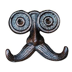 Leefasy Cast Iron Old Man Hook Beard-Shaped Decorative Coat Hanger Rack Keys Holder for Home