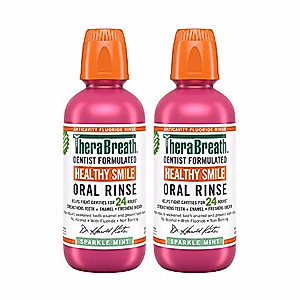 TheraBreath Cavity,Bad Breath Healthy Smile Dentist Formulated 24-Hour Oral Rinse, Sparkle Mint, 16 Ounce (Pack of 2)