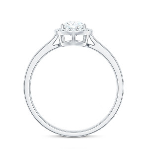 Rosec Jewels Certified Moissanite Halo Engagement Ring for Women, 1 CT Classic Moissanite Teardrop Ring, D Color VS1 Clarity, 14K White Gold, Size:US 7.00