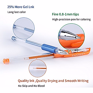 TANMIT Gel Pens, 36 Colors Gel Pens Set for Adult Coloring Books, Colored Gel Pen Fine Point Marker, Great for Kids Adult Doodling Scrapbooking Drawing Writing Sketching