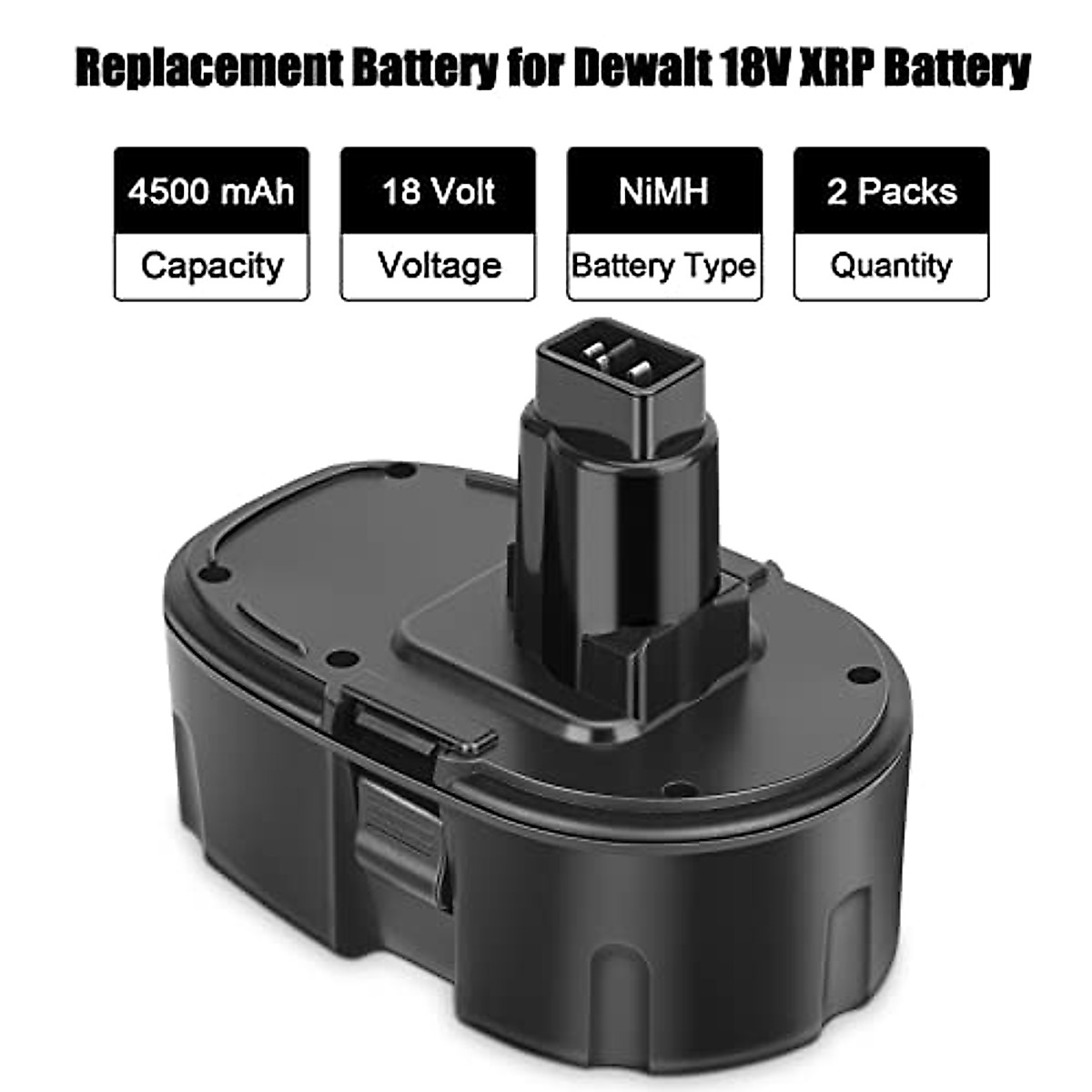 JYJZPB 2Pack 4.5Ah DC9096 DC9098 for Dewalt 18V XRP Battery Replacement DC9099 DW9098 DW9099 DW9095 DW9096 DE9039 for Dewalt 18 Volt XRP Cordless Power Tools
