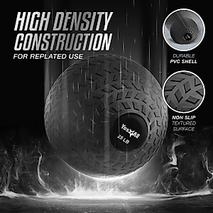 Yes4All 25 lbs Slam Ball for Strength, Power Workout - Fitness Exercise Ball with Grip Tread & Durable Rubber Shell (25 Lbs, Black)