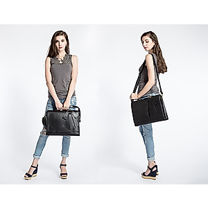 ECOSUSI Briefcase for Women Laptop Bag for Work Briefcase Crossbody Messenger Bags Vegan Leather Satchel Purse Fit 14 Inches Laptop, Black