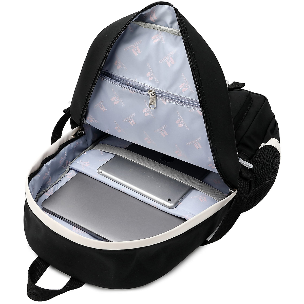 Classic Diamond School Backpack for Girls Backpack Cute Bookbag Kawaii School Bag Anime College Backpack for Teen Girls (Black)