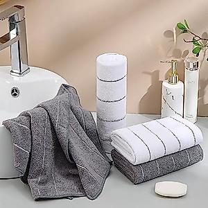 Vnoss 6 Pack Hand Towels – Super Absorbent, Fast Drying, Premium Microfiber Bathroom Towel - Multipurpose for Hotel, Travel, Sports, Spa Hand Towel 16 x 28 Inches - Gray
