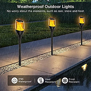 WdtPro Solar Outdoor Taller Torch Lights with Flickering Flame, Waterproof Garden Pathway Lights, Flame Torches for Outside Patio Path Yard Decorations