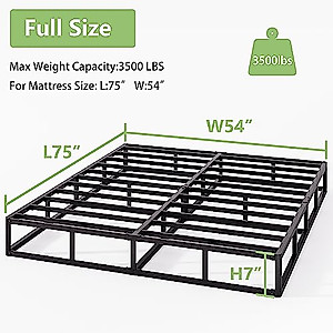 Sosain Full Box Spring 7 INCH High Profile Metal Heavy Duty Easy Assembly Sturdy Box Spring Mattress Foundation Extra-Strong Support No Noise Easy to Clean