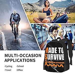 Suriohl-Made-to-Survive-Multiple-Sclerosis-Awareness-Backpack, Laptop Backpack Gym Bags Black School Bookbags Travel Daypack For Women Men Teens