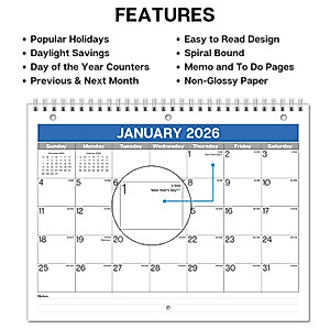 Dunwell 2023 Calendar for 3-Ring Binder (8.5x11, Blue Shades) Use as 2023 Binder Calendar, Wall Calendar or Desk Calendar, 3-Hole Punched, Fits Standard Notebooks