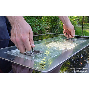 Outland Fire Table 3 Piece Rectangle Accessory Set - Tempered Glass Lid Insert, Tempered Glass Wind Guard Fence and Water Resistant Durable Cover for Series 401/403 Outdoor Propane Fire Pit Tables