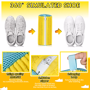 Ruirgo Shoe Washing Bag for Washing Machine – 360° Deep Cleaning, Unstain Laundry Shoe Bag for Washer and Dryer, Perfect for Sneakers, Tennis Shoes - Yellow 2 Pcs