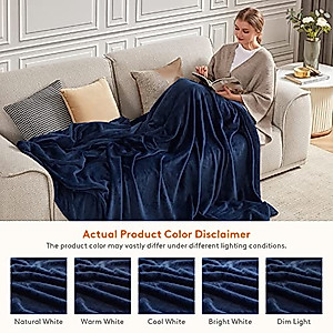 Lifewit Fleece Blanket Queen Size - Ultra Soft Throw Blanket - Fuzzy Warm Cozy Plush Reversible Microfiber Flannel Blanket for Sofa, Couch, Bed, Crib Stroller, Navy, 90" x 90"