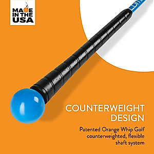 Orange Whip Compact Golf Swing Trainer Aid for Improved Rhythm, Flexibility, Balance, Tempo, Swing Plane, and Strength, Patented and Made in USA, 35.5"