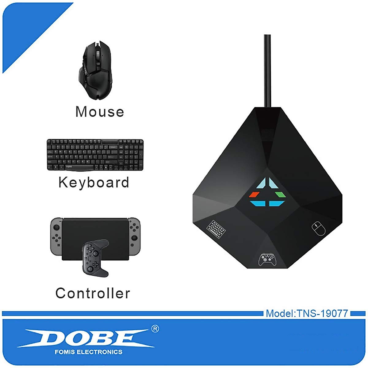 Dobe NS-Switch PS4 PS3 Game Keyboard and Mouse Adapter for PS4, PS3, Xbox one, N-Switch, Host Series Converter（Original Handle Guide Connection）