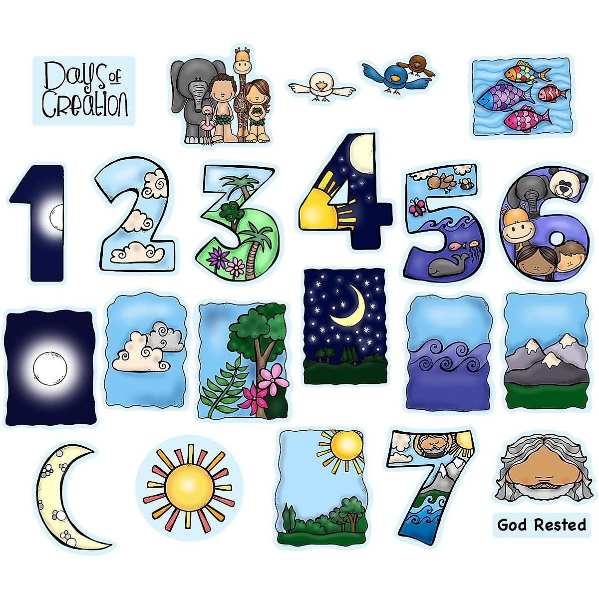 Days of Creation 23 PRECUT Felt Figures Bible Felt/Flannel Board Stories Story Plus Lesson Guide & Activity Coloring Pages
