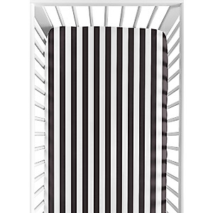 Fitted Crib Sheet for Paris Baby or Toddler Bedding by Sweet Jojo Designs - Black and White Stripe
